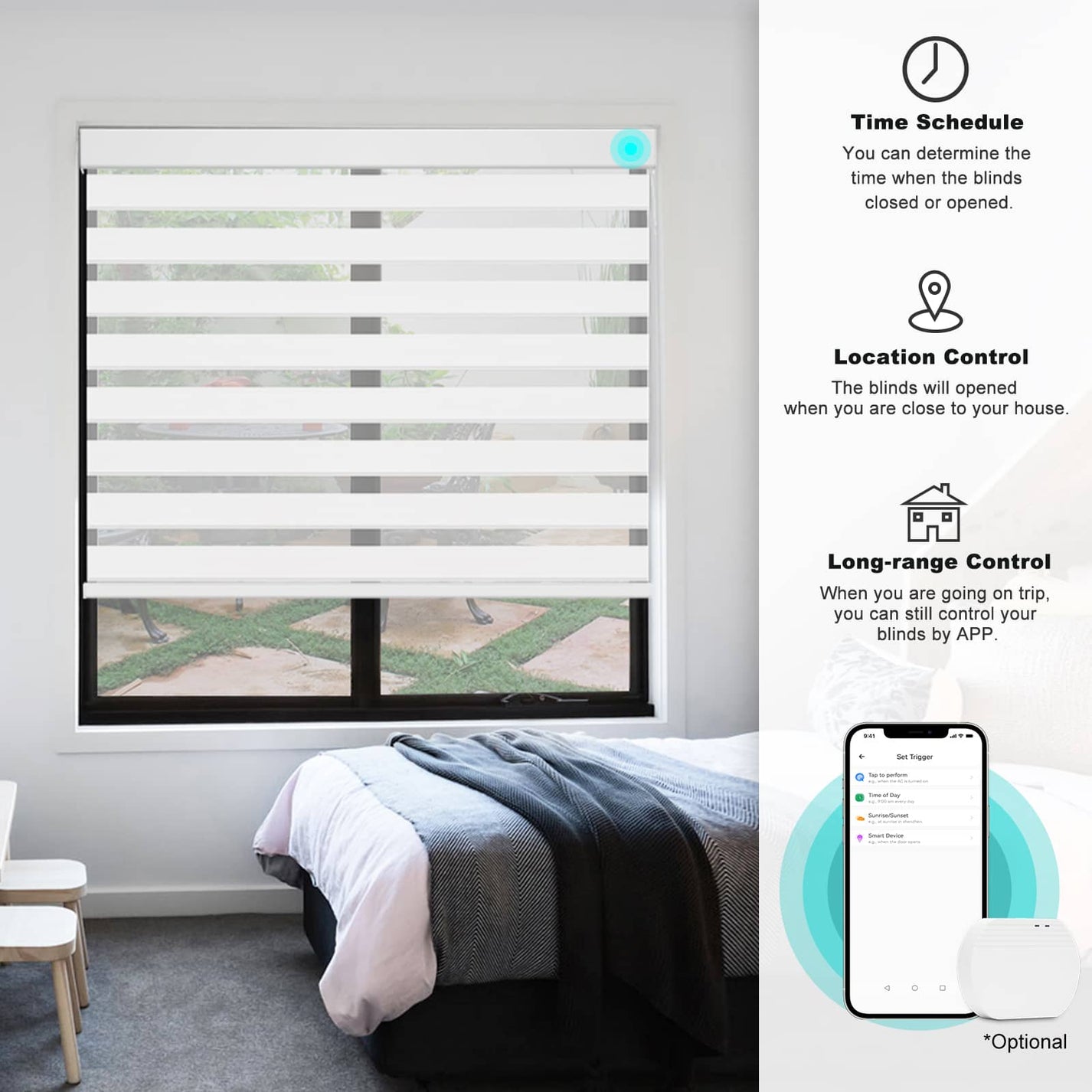Smart Blackout Zebra Roller Blinds & Alexa IKEA SmartThings Motorized ...